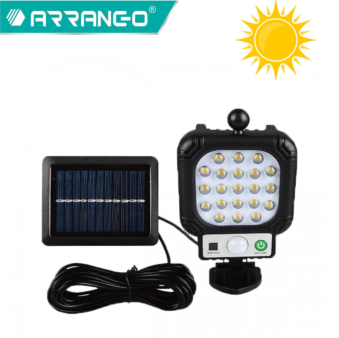 ARRANGO Επιτοίχιος Αδιάβροχος Ηλιακός LED Προβολέας - Φωτιστικό Δρόμου ...