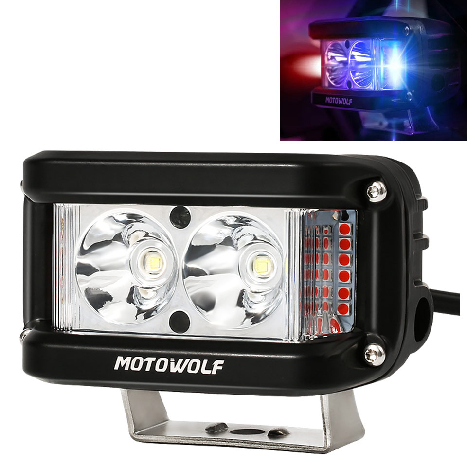 Motowolf Αδιάβροχο Προβολάκι Αλουμινίου με Λευκό & Μπλε - Κόκκινο Flash ...