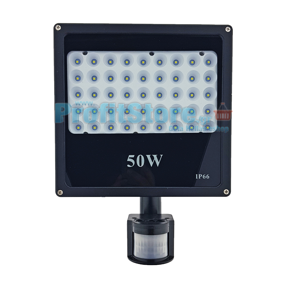 Ultra Slim Προβολέας SMD LED 50w με Ανιχνευτή Κίνησης Λευκό 6000K ...