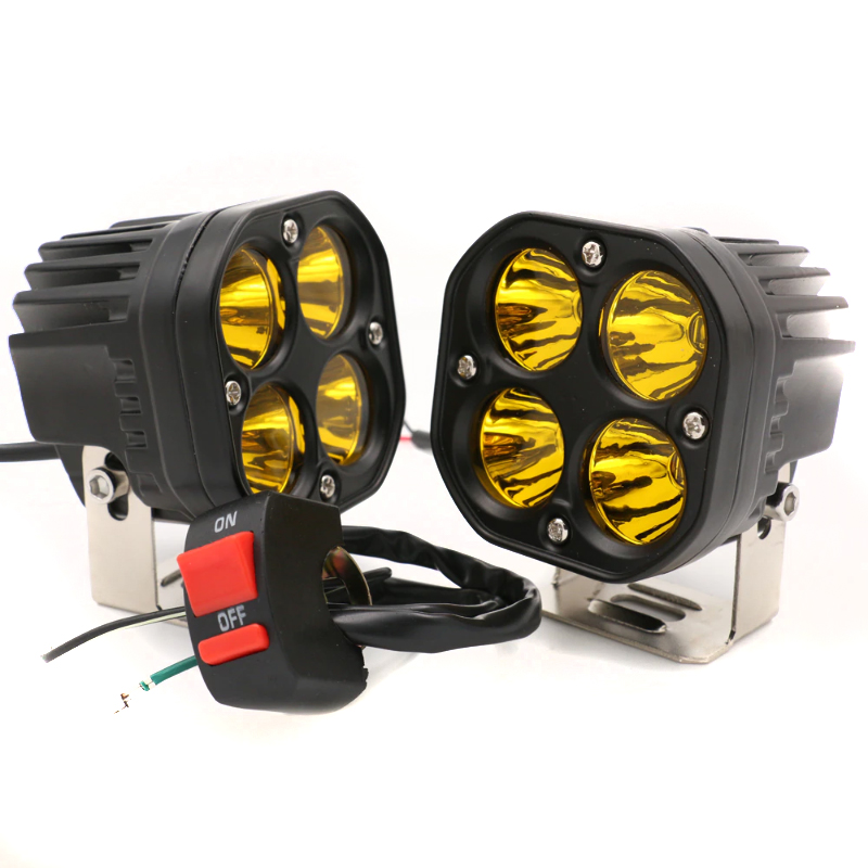 Σετ 2 Αδιάβροχα Προβολάκια Amber LED 9000lm Ομίχλης 80W Θερμού Φωτισμού ...