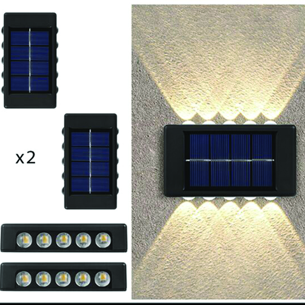 Σετ LED Αδιάβροχα Ηλιακά Επιτοίχια Φωτιστικά για Εξωτερικό Χώρο με 10 ...
