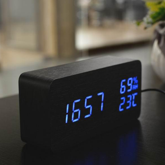 Επαναφορτιζόμενο Ηλεκτρονικό LED USB Ξύλινο Ρολόι, Ξυπνητήρι ...