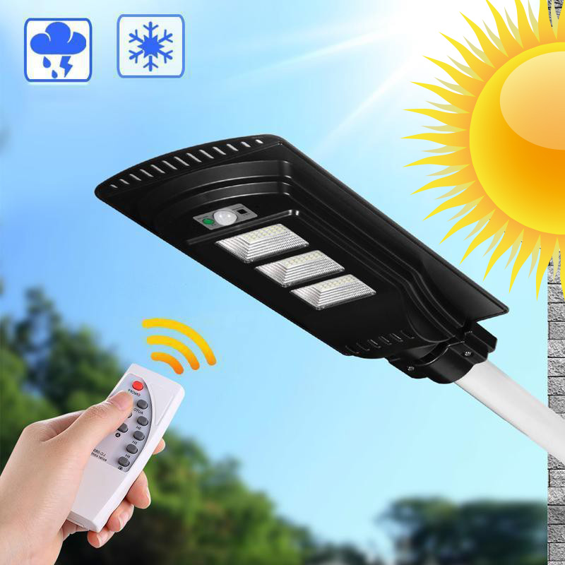Τριπλό Αδιάβροχο Ηλιακό Φωτιστικό 60W LED με Φωτοβολταϊκό Πάνελ ...