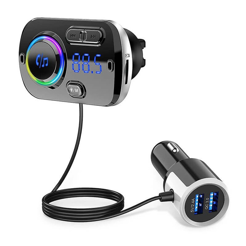 Ταχυφορτιστής Αυτοκινήτου LCD Bluetooth 5.0 FM Mp3 Player & 2 USB ...