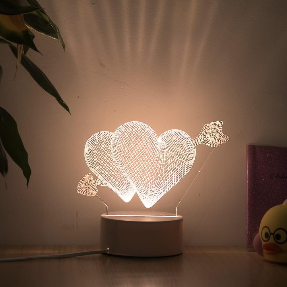 Διακοσμητικό Τρισδιάστατο LED USB Φωτιστικό Hearts - 3D Desk Lamp ...