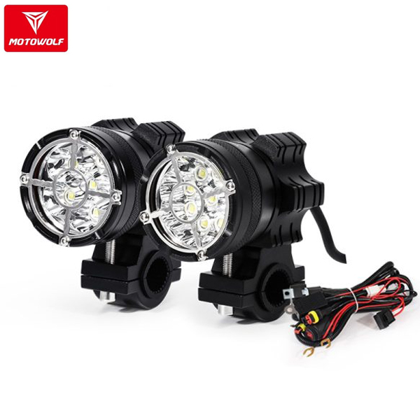 Σετ Προβολάκια Αλουμινίου Μοτοσυκλέτας Motowolf 36W 6500Κ με 3 ...