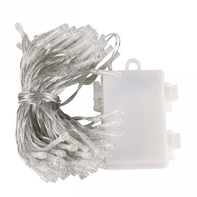 Χριστουγεννιάτικα Αδιάβροχα Λαμπάκια Μπαταρίας 10m 100 MicroLED Θερμού Λευκού Φωτισμού με 8 ...