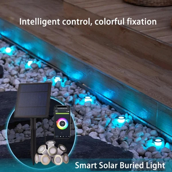 Έξυπνα Ηλιακά Διακοσμητικά LED RGB Φωτιστικά Κήπου Bluetooth με Καρφωτή ...
