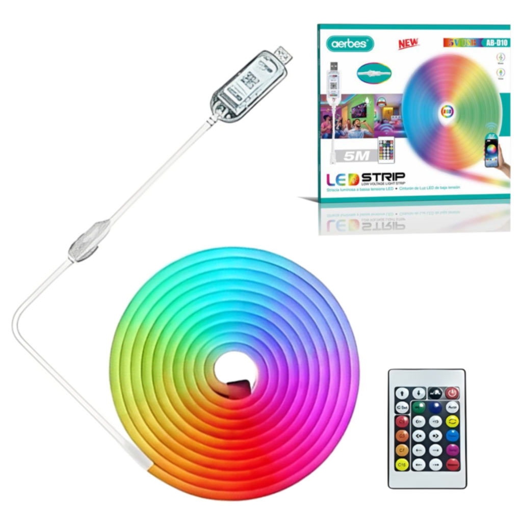 Αδιάβροχη Ταινία LED RGB 5m WiFi USB 5V με Τηλεχειριστήριο AERBES ...