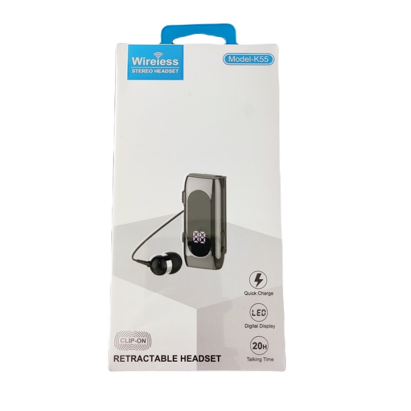Ασύρματο Ακουστικό Bluetooth Handsfree - K55 Retractable - Μαύρο - για ...