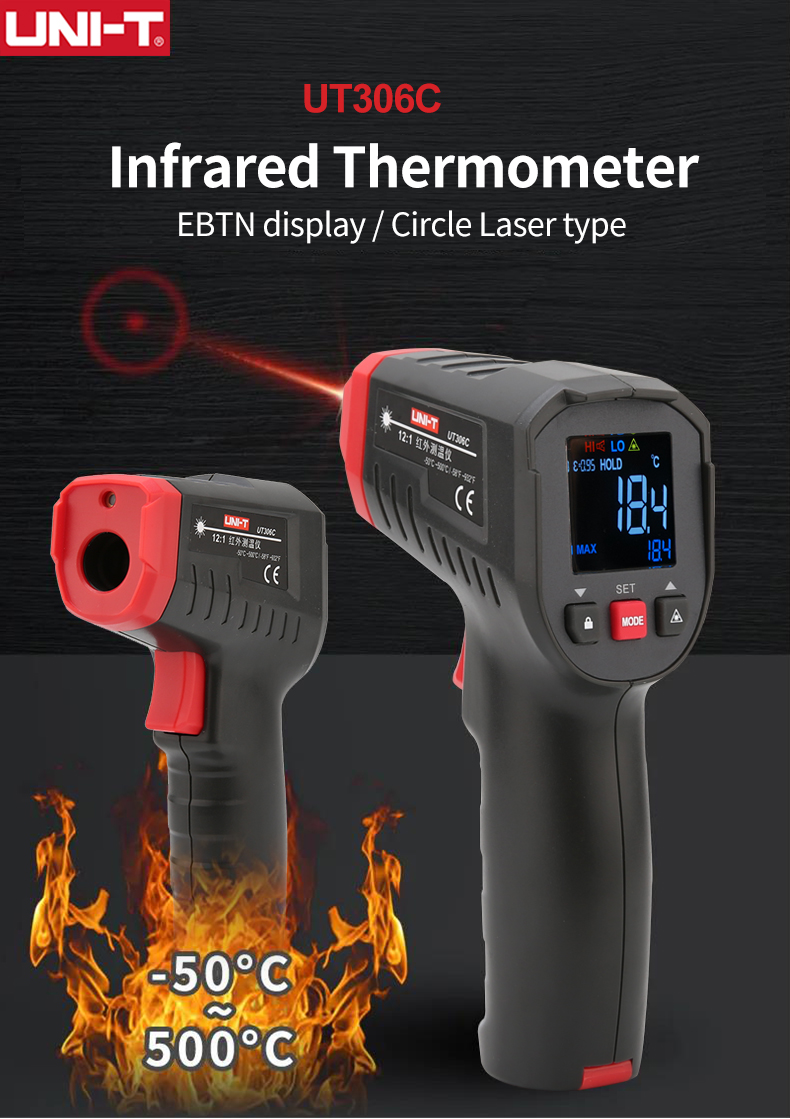 Ψηφιακό Θερμόμετρο Υπερύθρων -50℃ - 500℃ - Uni-T UT306M - Μαύρο ...