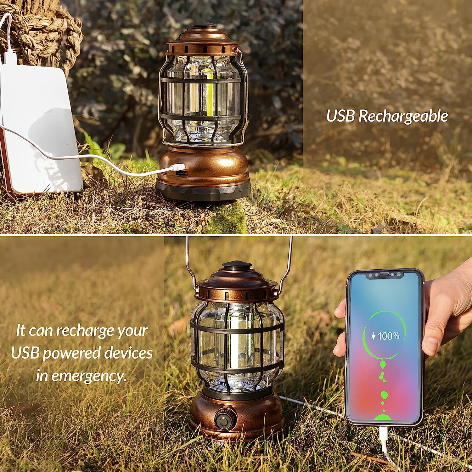 Επαναφορτιζόμενο USB Φωτιστικό Φανάρι - Power Bank LED COB με Μπαταρίες ...