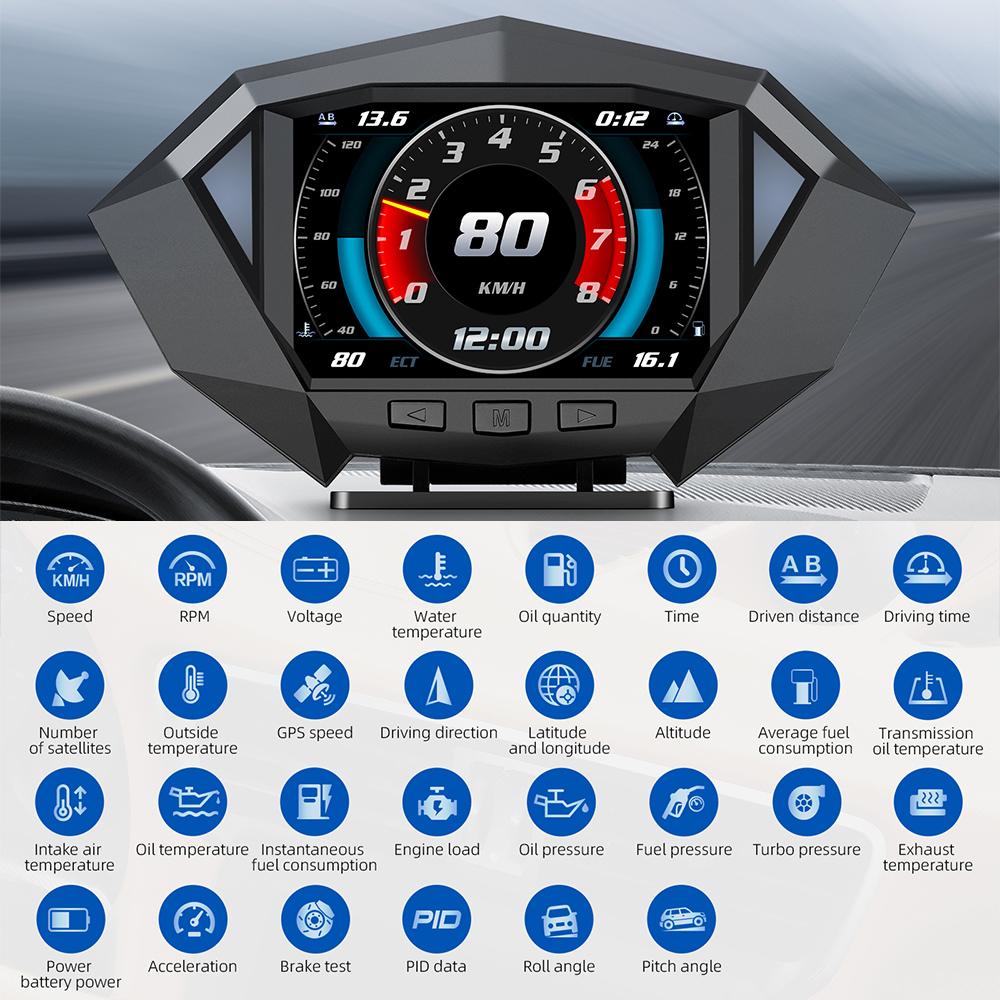 Πολυόργανο Αυτοκινήτου OBD2 με GPS, Ψηφιακό Ταχύμετρο και Μετρητή ...