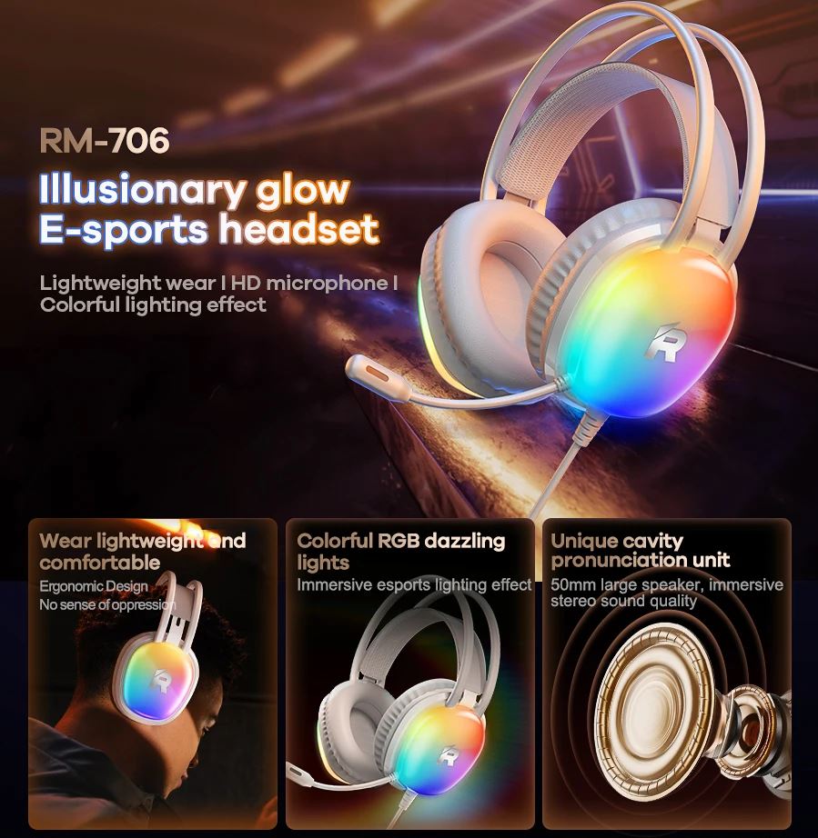 Gaming Headset Ενσύρματο με RGB Φωτισμό και Μικρόφωνο - Remax - ProfitStore
