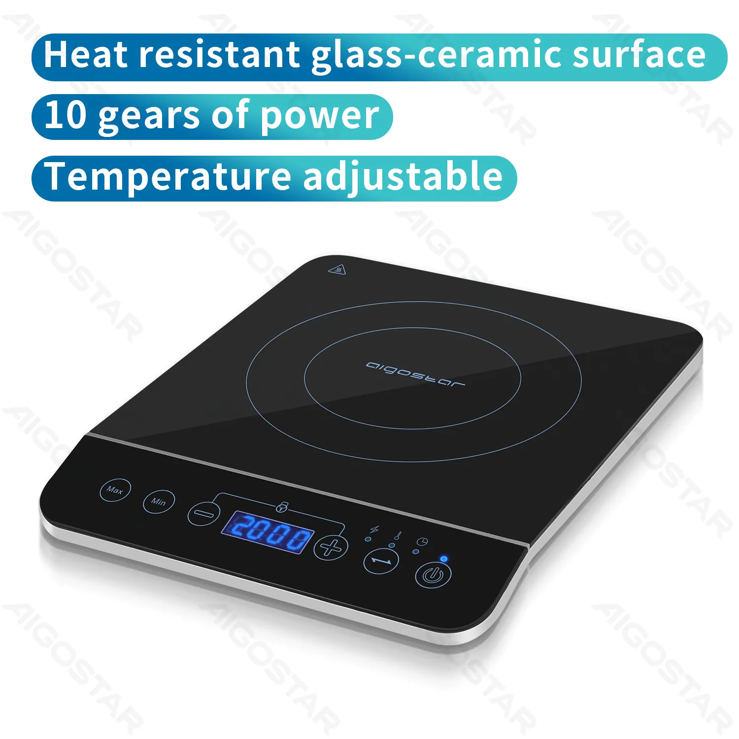 Φορητή Επαγωγική Εστία 2000W με Touch Panel - Aigostar BlueFire ...