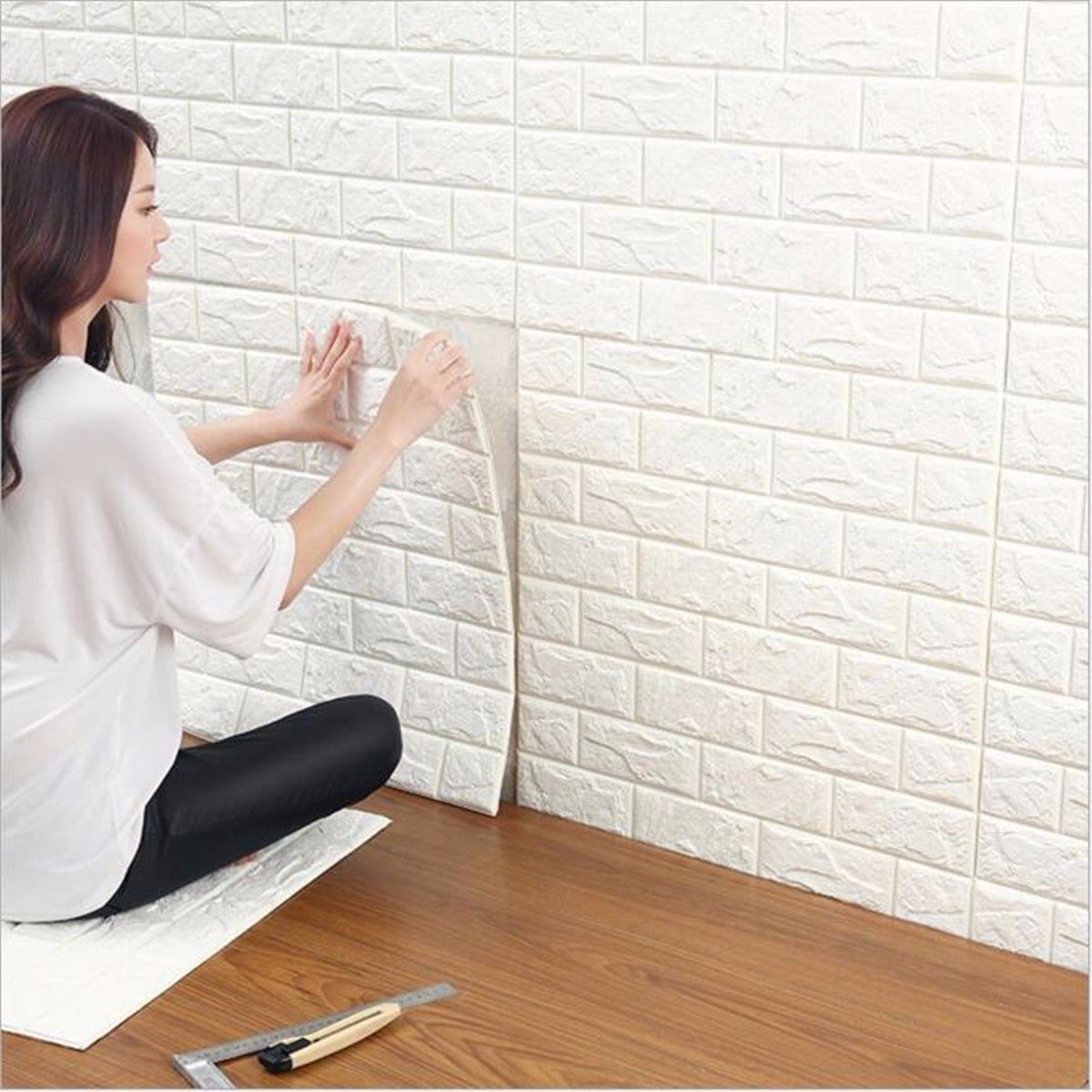 Τρισδιάστατα Αυτοκόλλητα Τοίχου - Ανάγλυφη Ταπετσαρία Τούβλο 4 Τεμάχια ...
