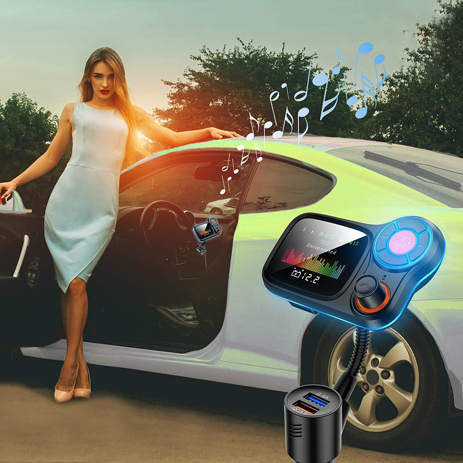 Bluetooth FM Transmitter Αναμεταδοτής Κινητού στα Ηχεία Αυτοκινήτου ...