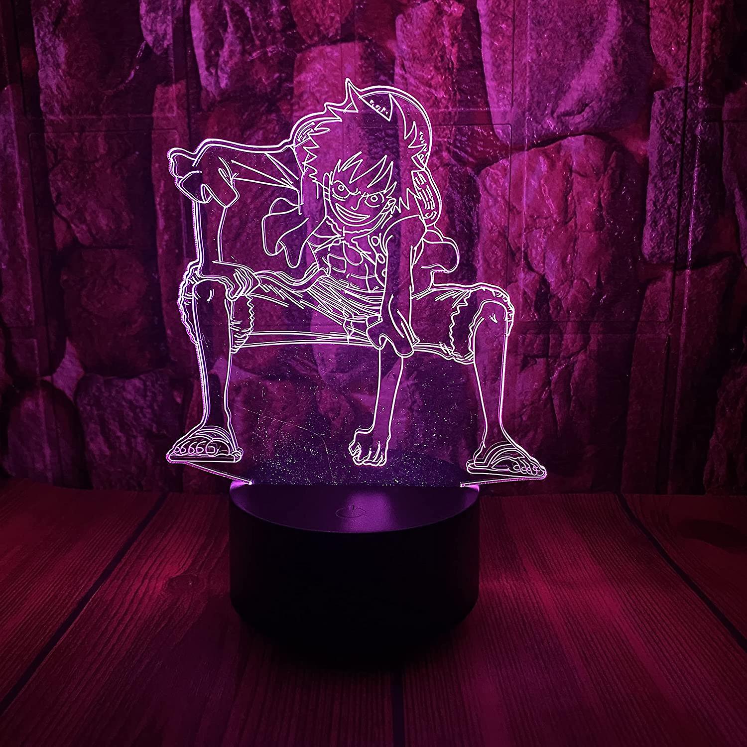 LED 3D Τρισδιάστατο Φωτιστικό - Illusion Led One Piece Monkey D. Luffy ...