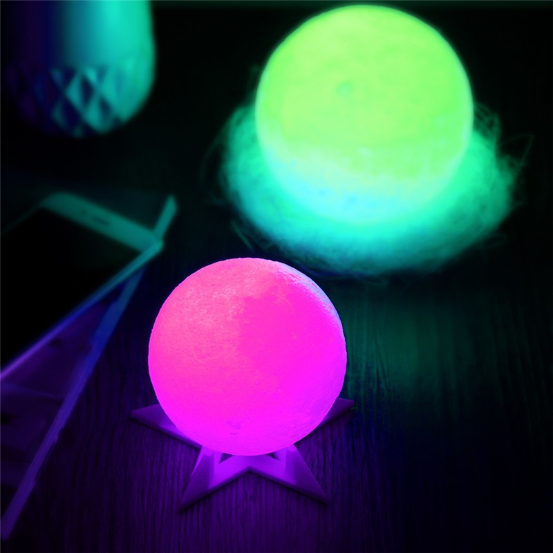 Τηλεχειριζόμενο Ανάγλυφο Φωτιστικό Αφής Φεγγάρι 3D RGB Moon Light LED ...