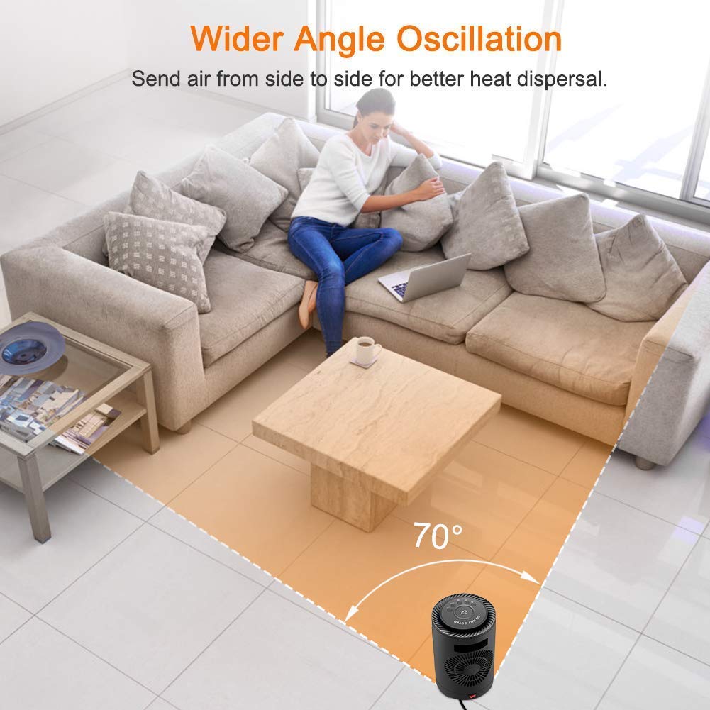 Φορητό Αερόθερμο - Κεραμική Σόμπα με Περιστροφή 70°, Θερμοστάτη, 2 ...