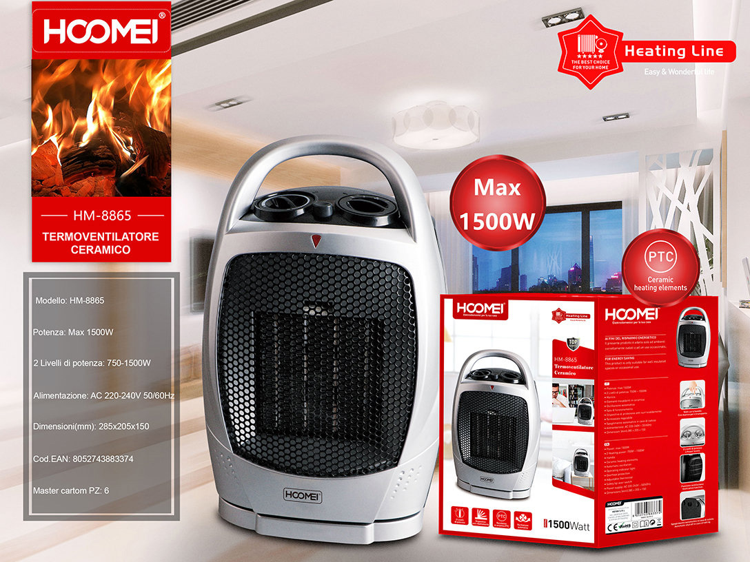 Hoomei Κεραμικό Αερόθερμο Δαπέδου 1500W με 2 Βαθμίδες Θέρμανσης, Πλέγμα ...