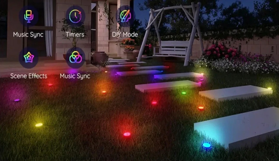 Wifi Αδιάβροχα Καρφωτά LED RGB Φωτιστικά Γιρλάντα Εδάφους Διακοσμητικά ...