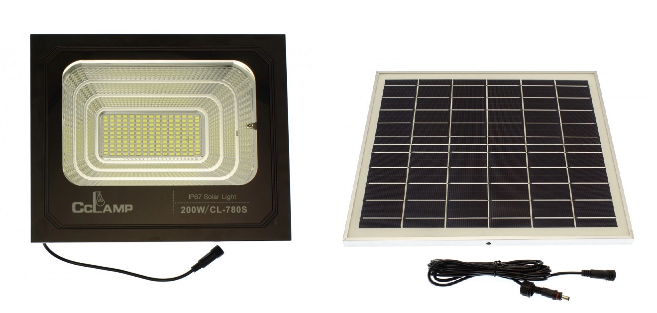 Ηλιακός Solar Dimmable Προβολέας Αδιάβροχος 200W με Φωτοβολταϊκό Πάνελ ...