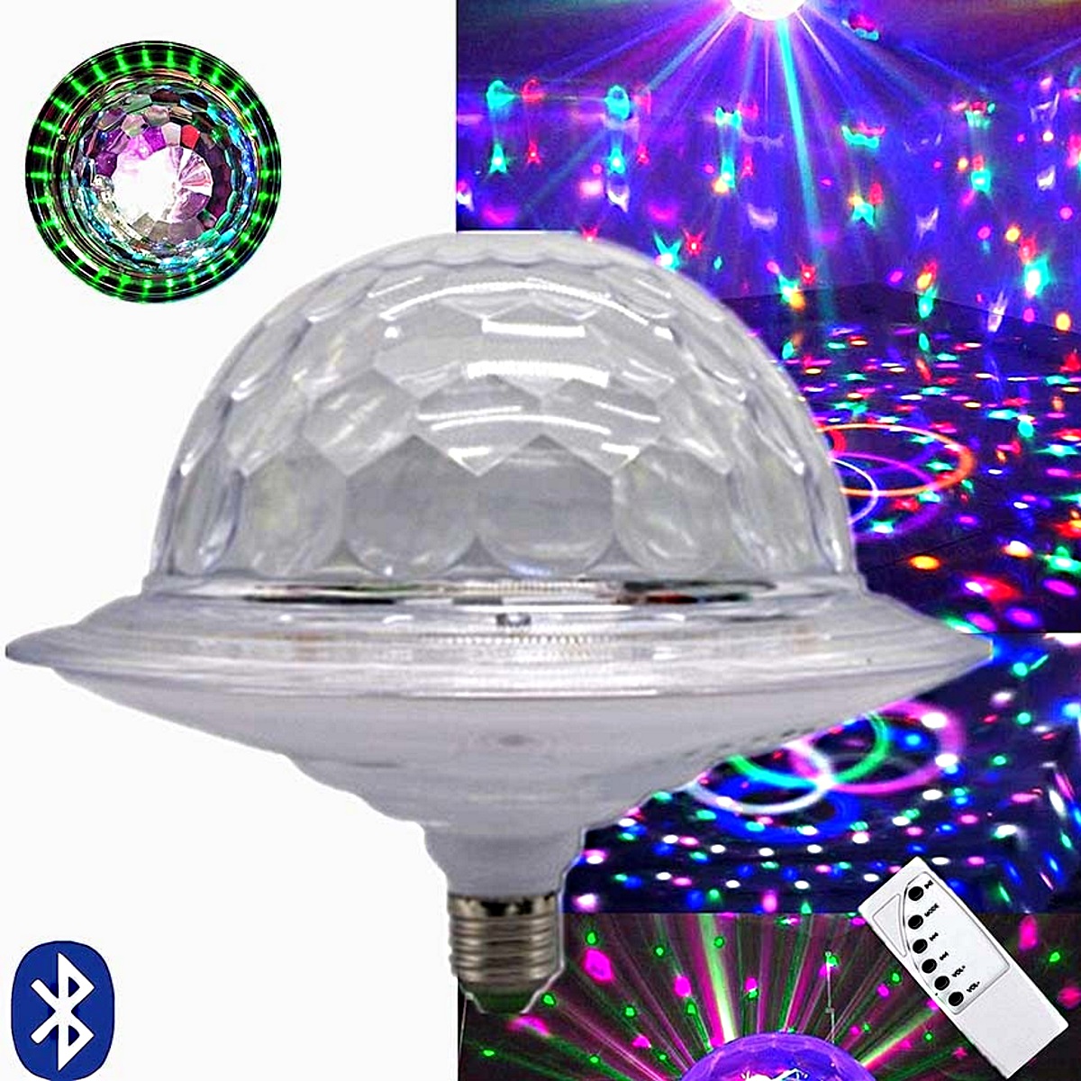 LED Λάμπα Φωτορυθμικό Με Ηχείο E27 UFO Bluetooth , USB με ...