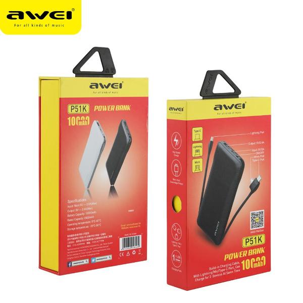 Power Bank Awei P51K 10.000 mAh - ProfitStore